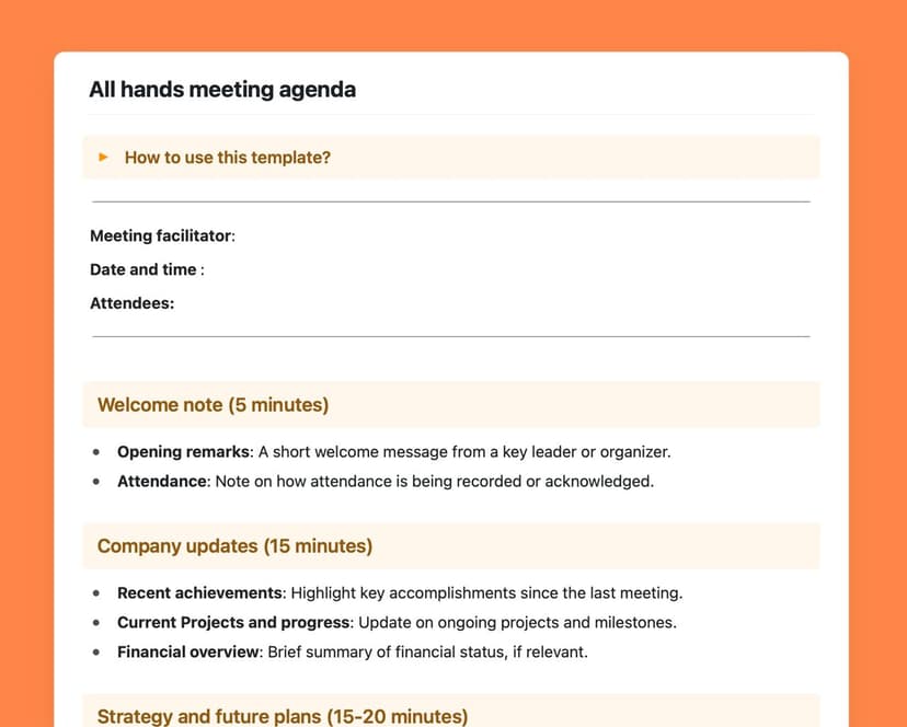 All-hands meeting agenda | Free Template | Craft