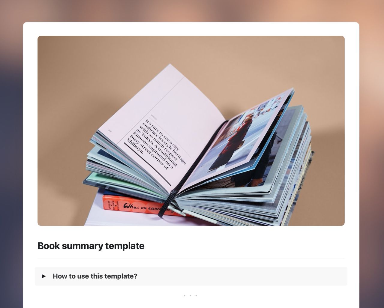 Book summary | Free Template | Craft