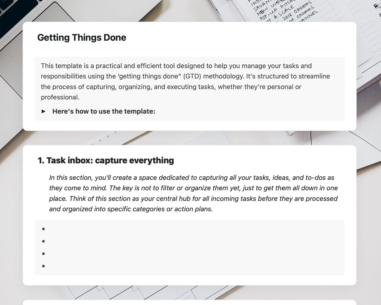 Getting things done | Free Template | Craft