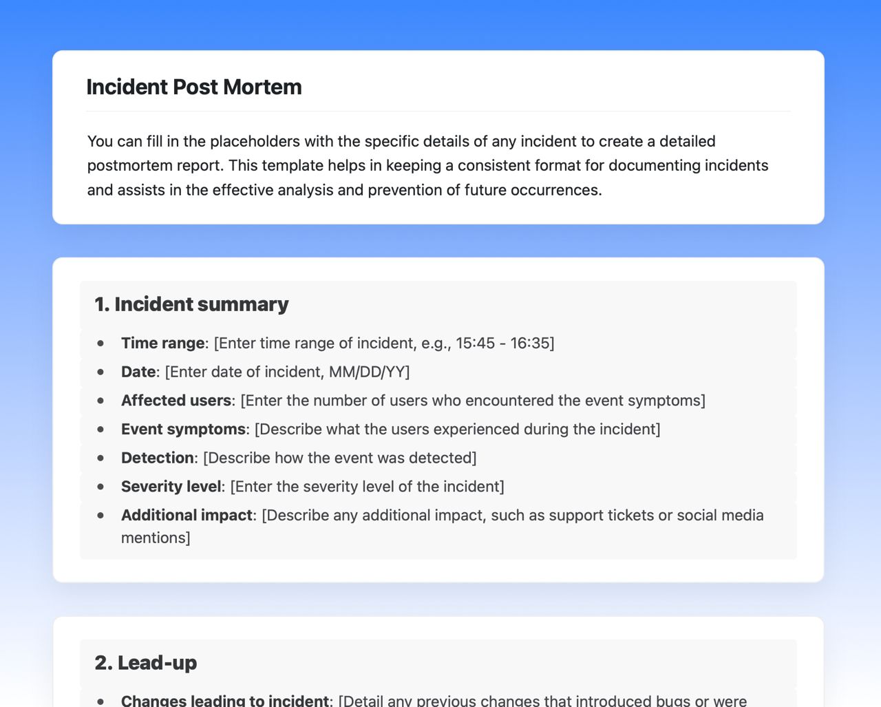Incident post mortem | Free Template | Craft