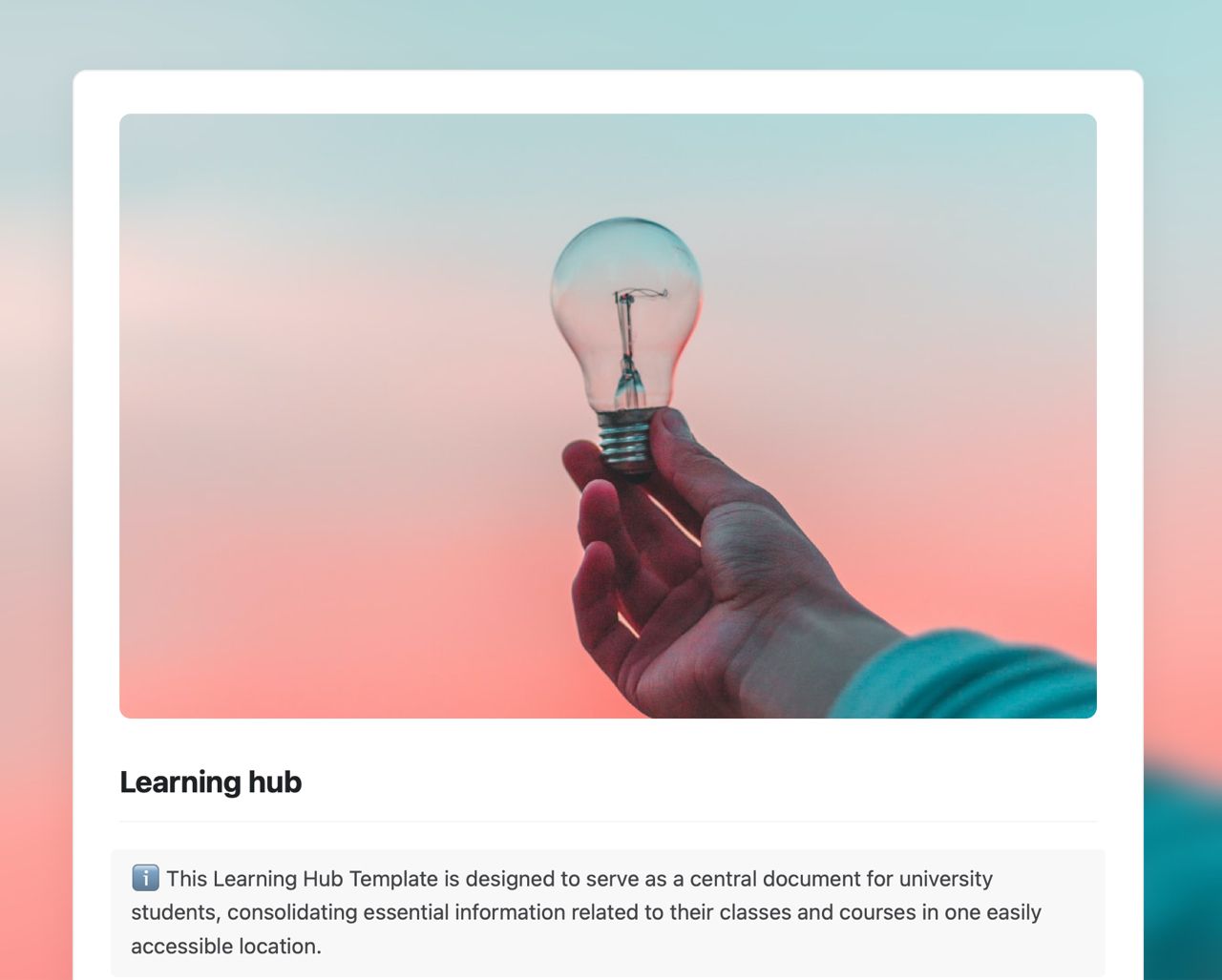 Learning hub | Free Template | Craft