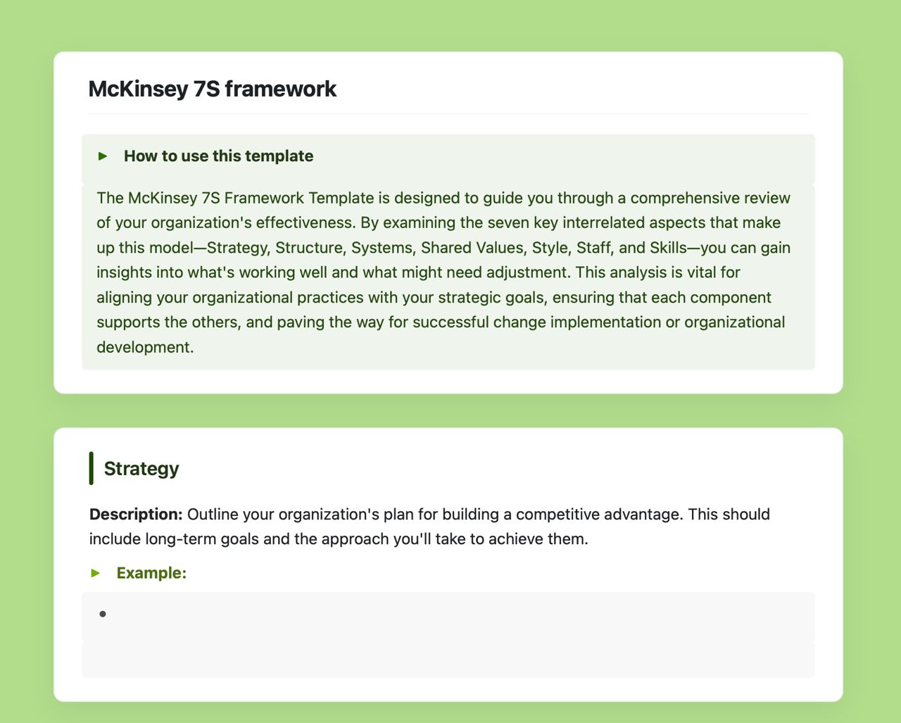McKinsey 7S framework | Free Template | Craft