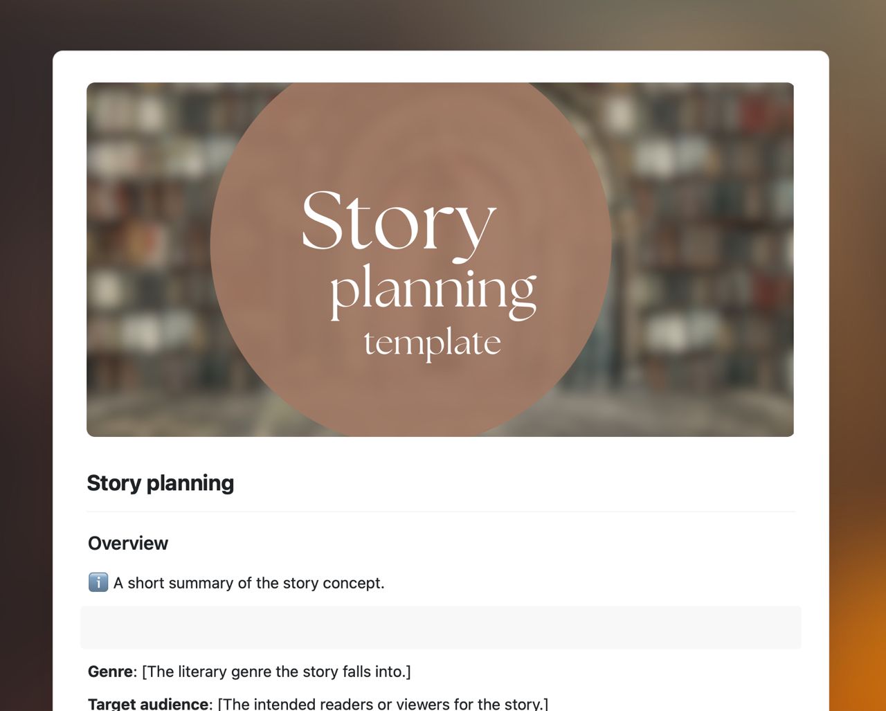 Story planning | Free Template | Craft