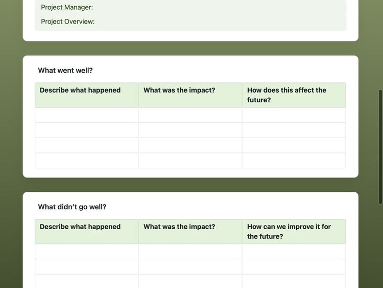Lessons Learned | Free Craft Template