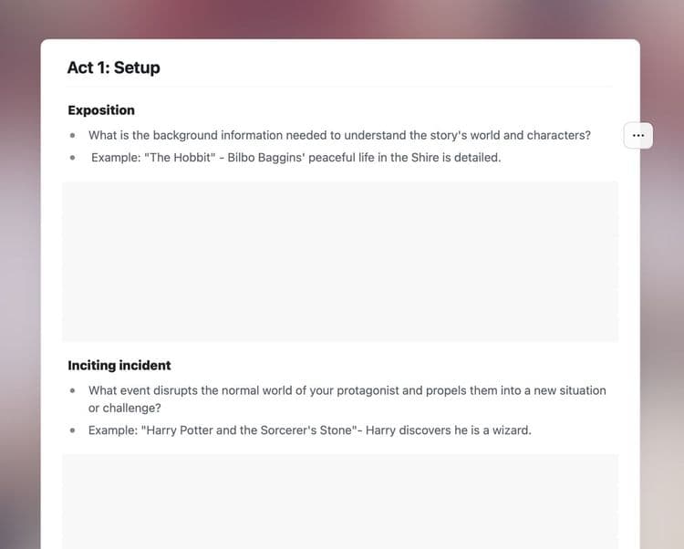 Three-act structure template | Free Craft Template