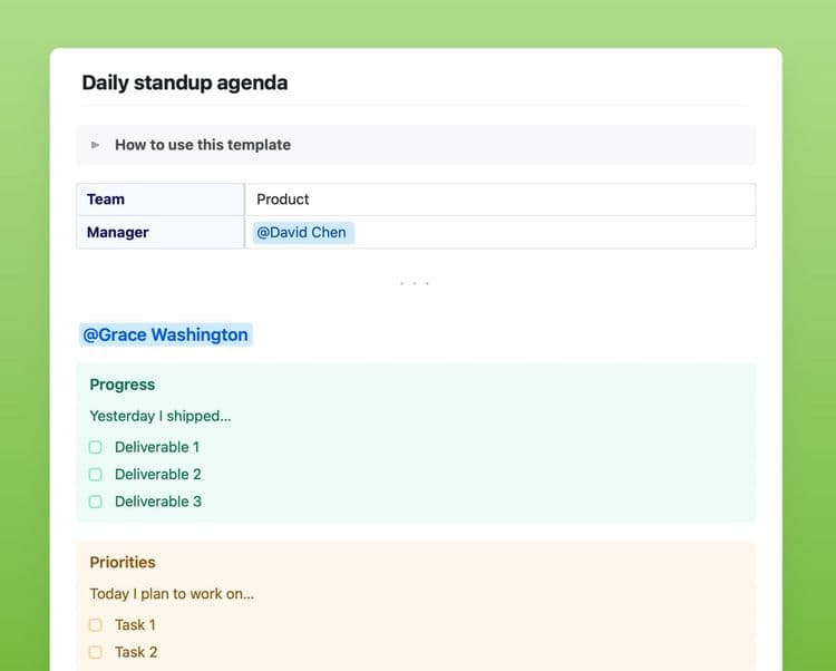 Daily standup agenda | Free Craft Template