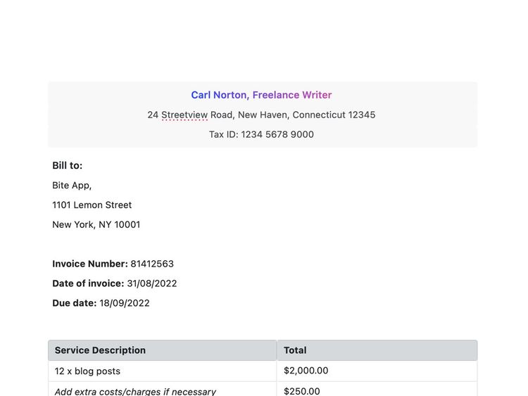 Invoice Template (one-off fee) | Free Craft Template