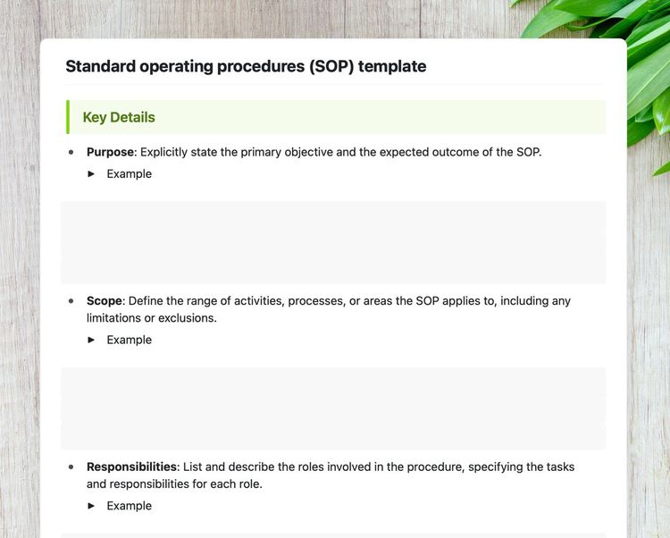 Standard operating procedures (SOP) | Free Craft Template