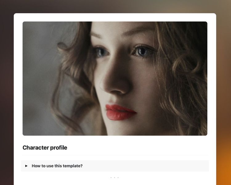 Character profile | Free Craft Template