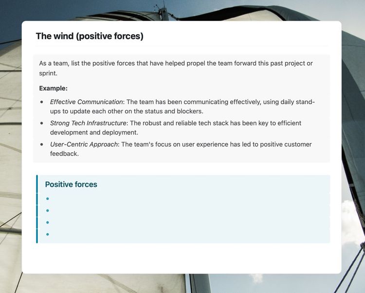 Sailboat retrospective | Free Craft Template