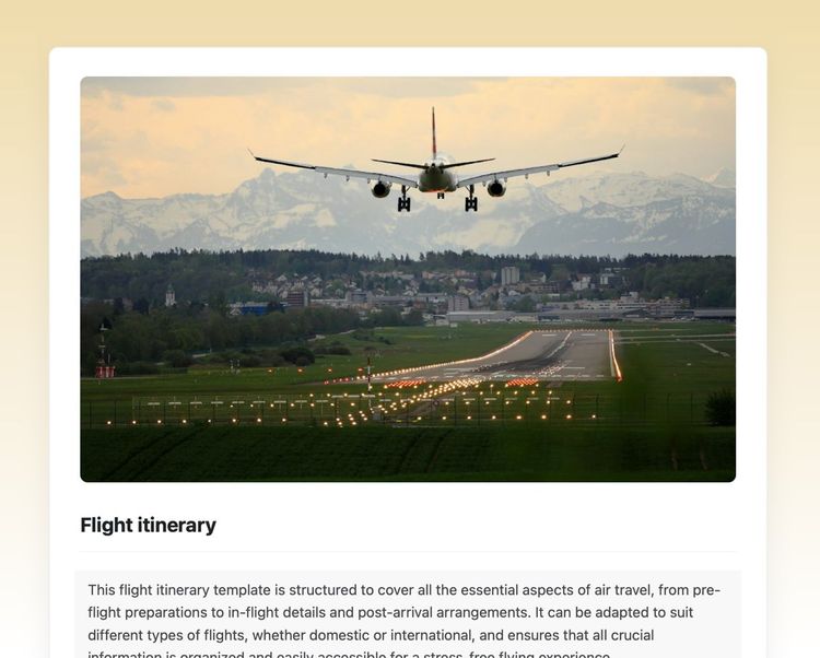 Flight itinerary | Free Craft Template