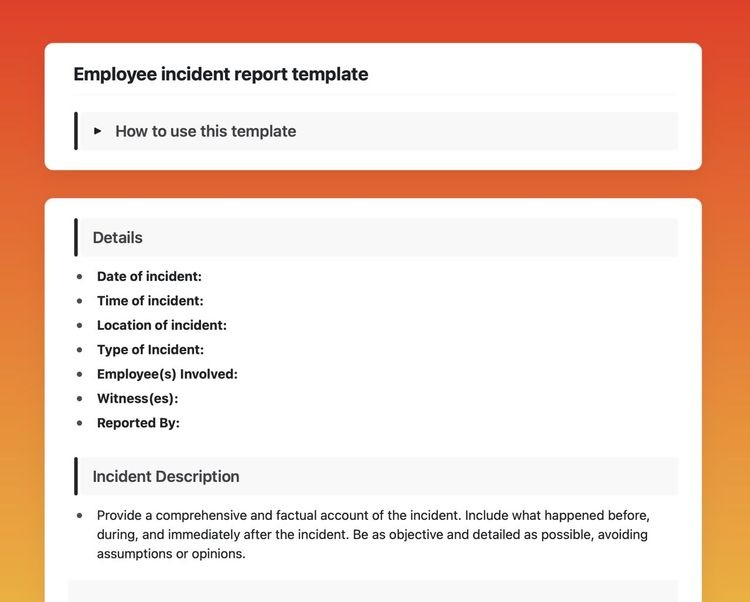 Employee incident report | Free Craft Template
