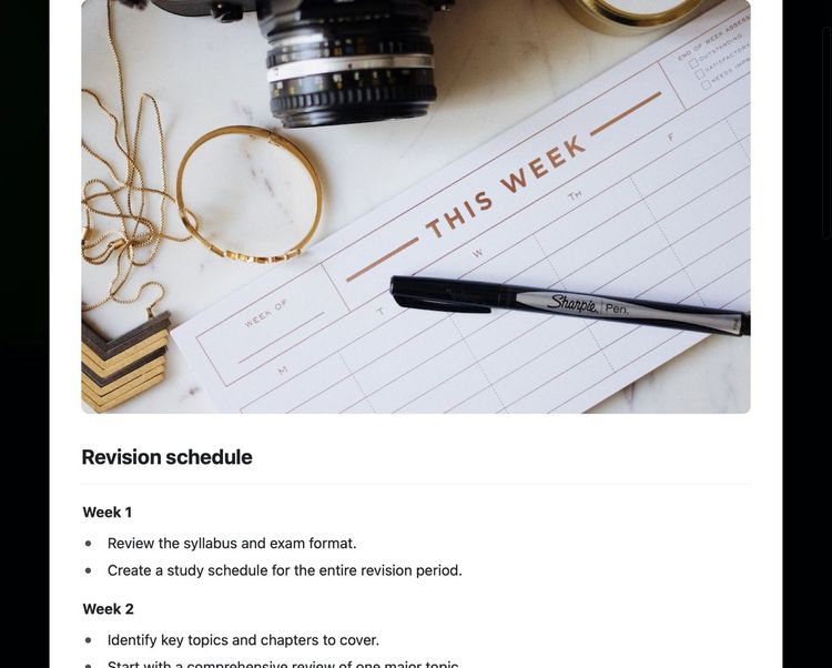 Exam notes template | Free Craft Template