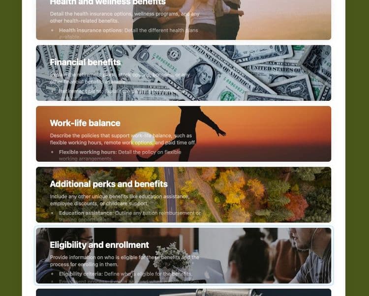 Employee benefits | Free Craft Template
