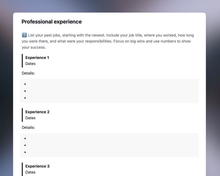 Resume builder | Free Craft Template