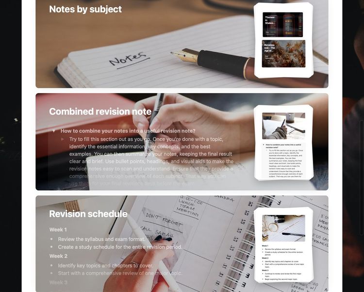 Exam notes template | Free Craft Template