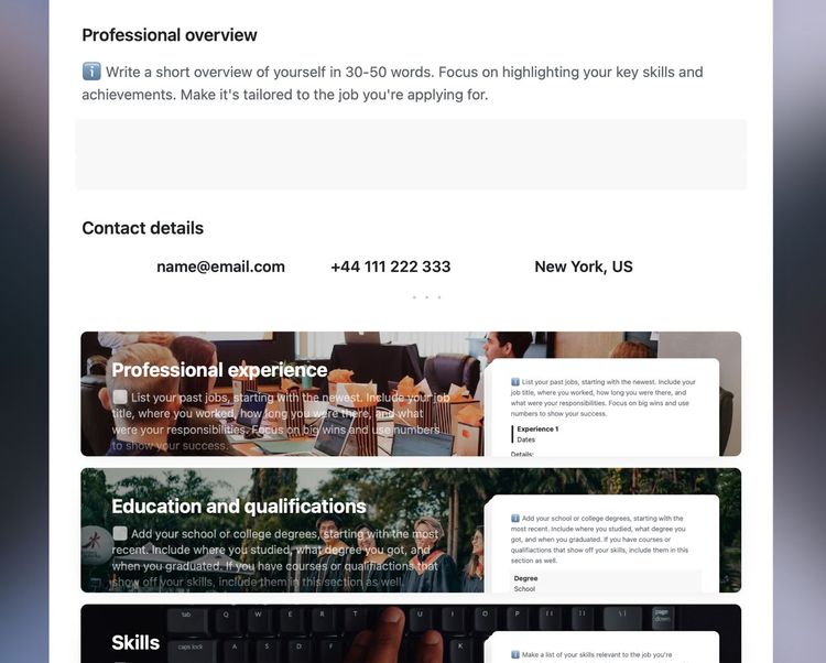 Resume builder | Free Craft Template