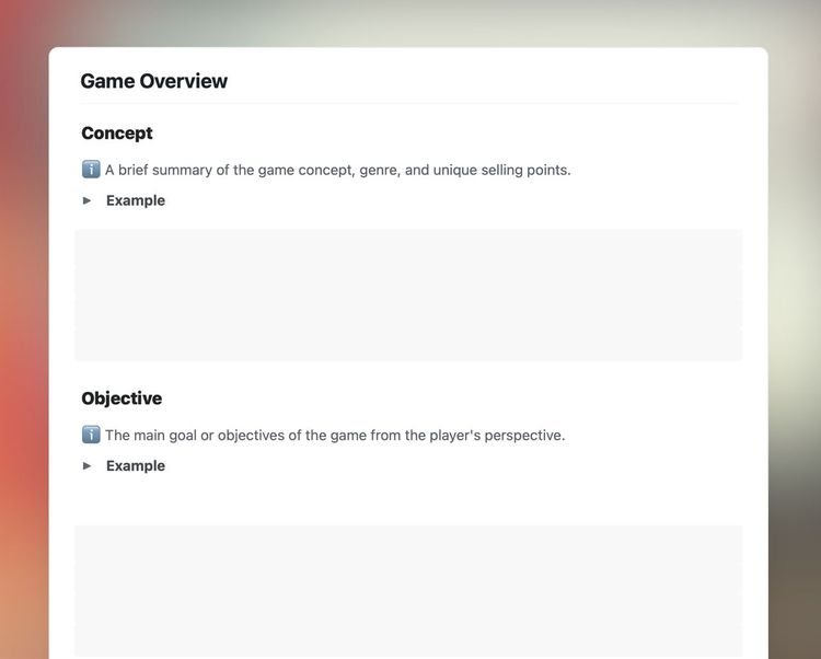 Game design document template | Free Craft Template