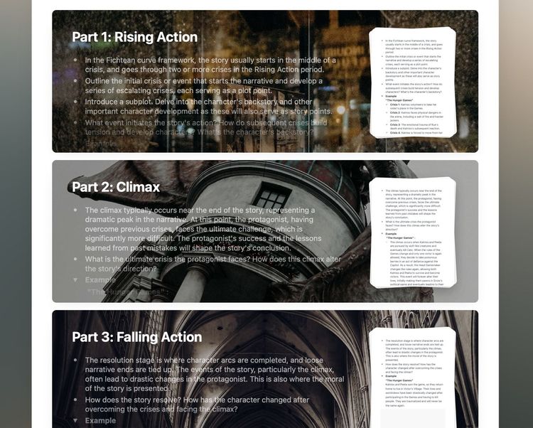 The Fichtean curve narrative framework | Free Craft Template
