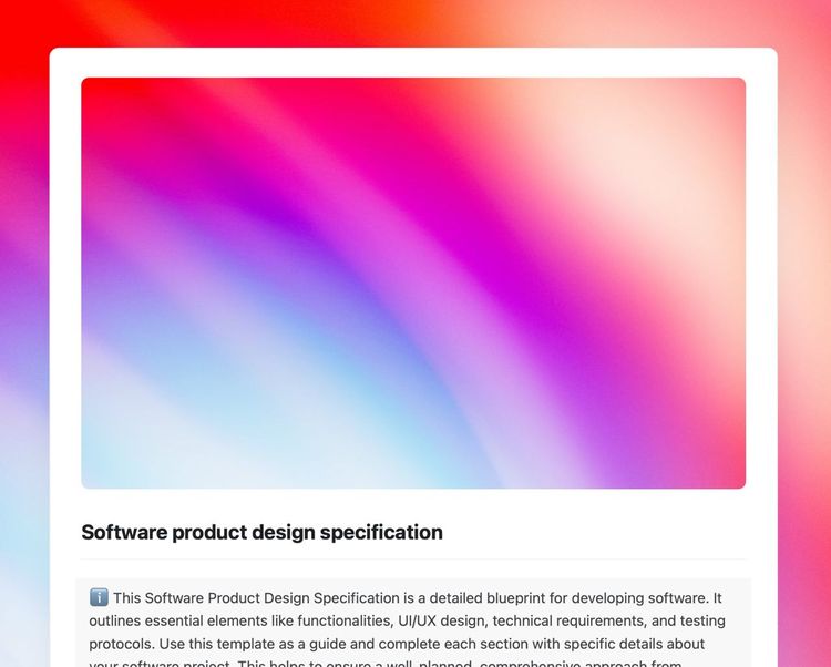 Software product design specification | Free Craft Template