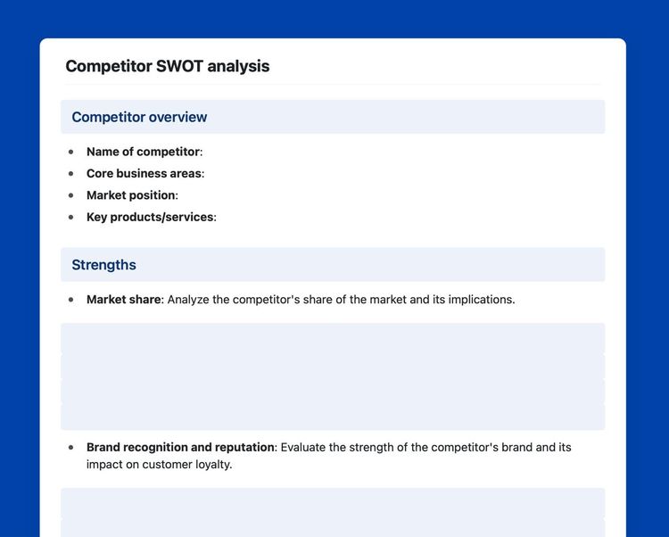 Competitor SWOT analysis | Free Craft Template