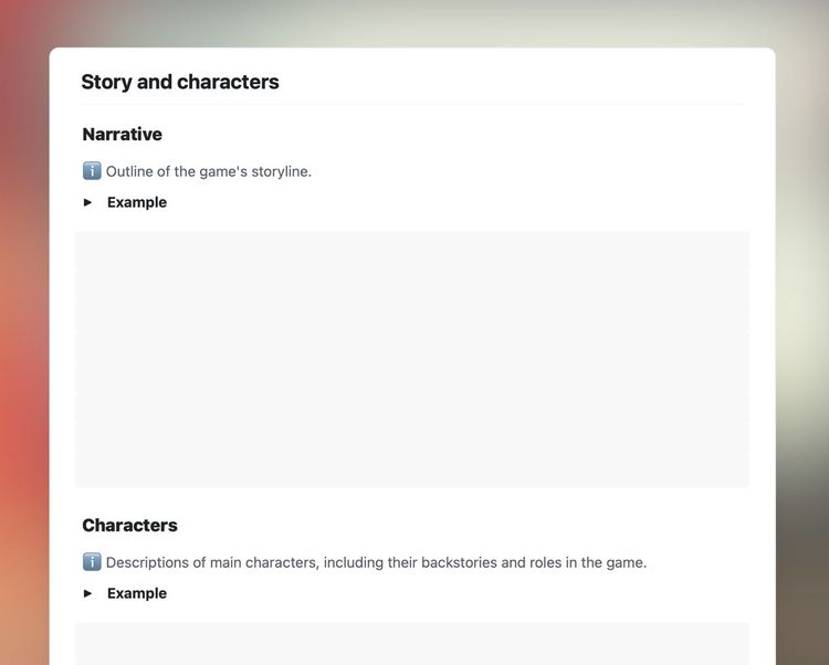 Game design document template | Free Craft Template