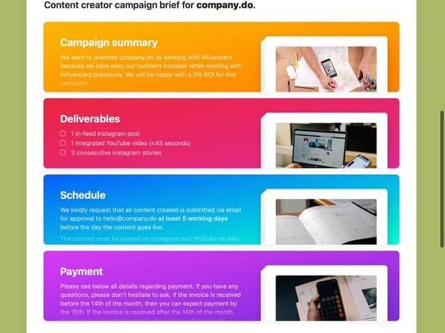 Content Creator Campaign Brief | Free Craft Template