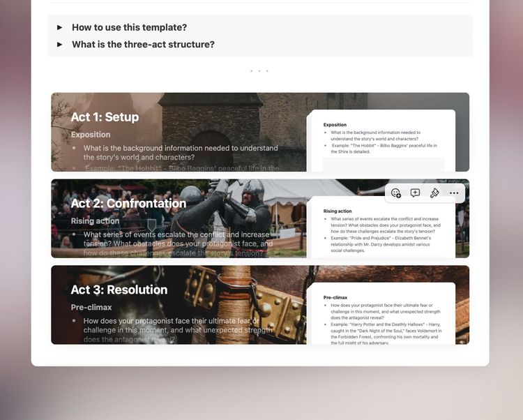 Three-act structure template | Free Craft Template