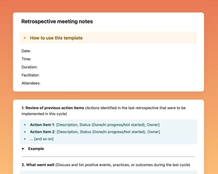 Free Templates for Retrospectives | Craft Documents and Notes
