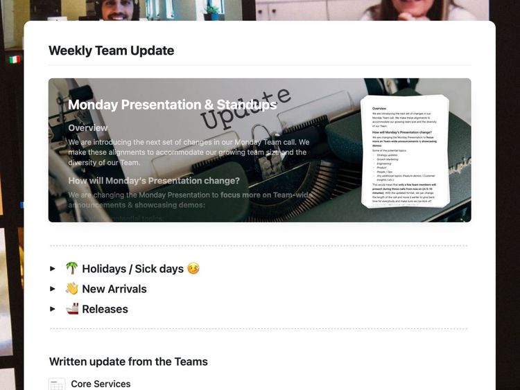 Weekly Team Update Template | Free Craft Templates