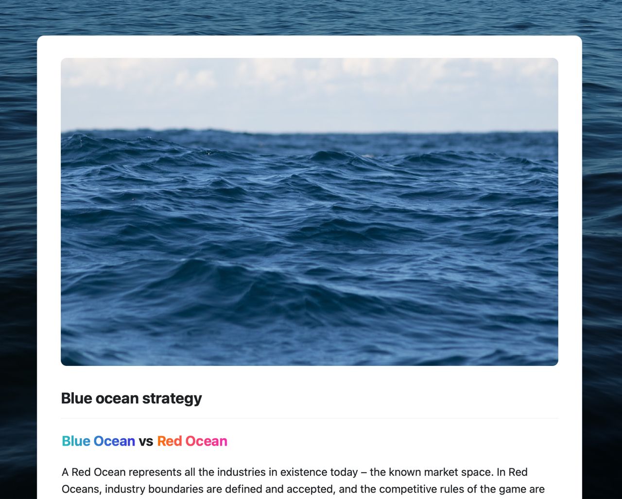Blue ocean strategy | Free Template | Craft