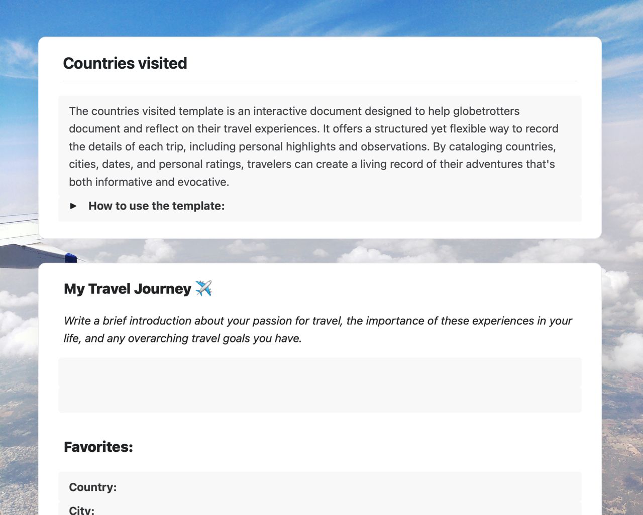 Countries visited | Free Template | Craft