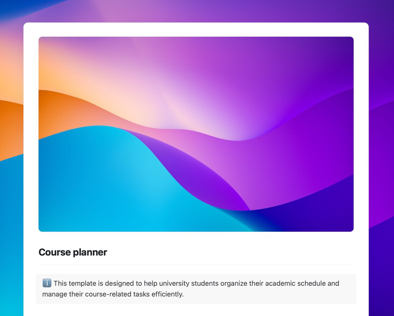Course planner | Free Template | Craft