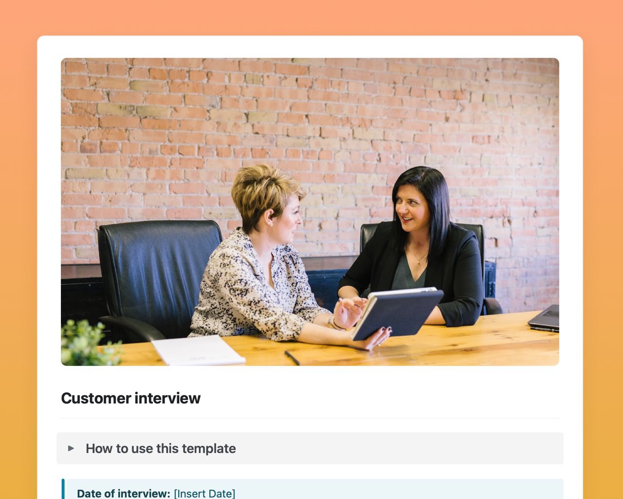 Customer interview | Free Template | Craft