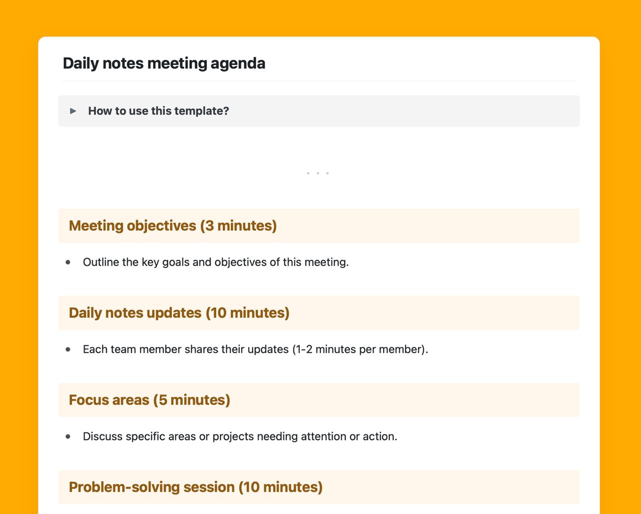 Daily notes meeting agenda | Free Template | Craft