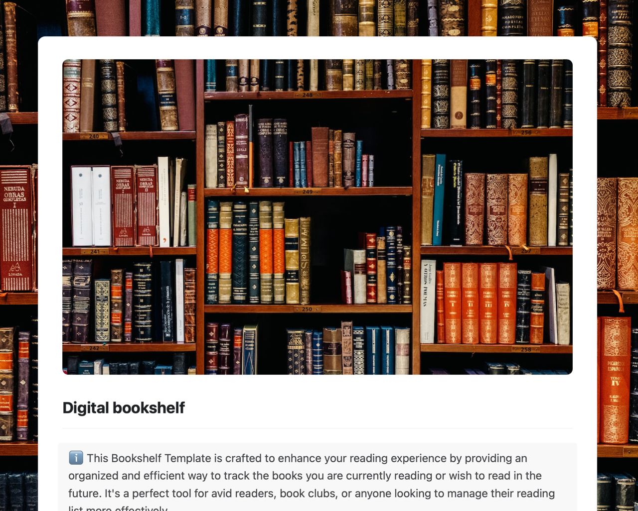 Digital bookshelf | Free Template | Craft