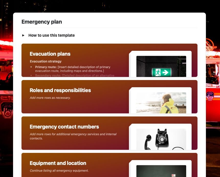 Emergency plan template | Free Template | Craft