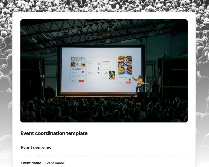 Event coordination template | Free Template | Craft