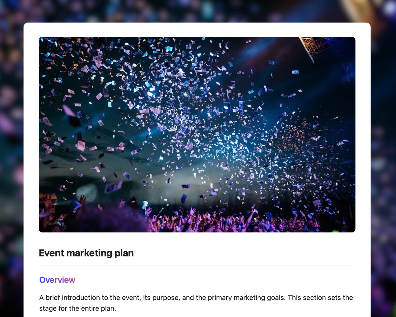 Event marketing plan | Free Template | Craft