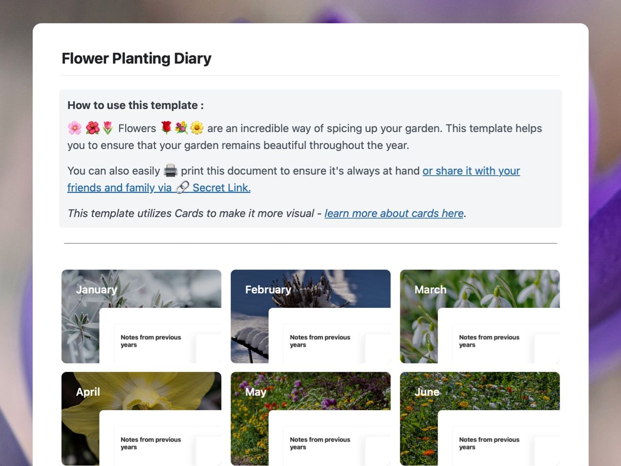 Flower Planting Diary | Free Template | Craft