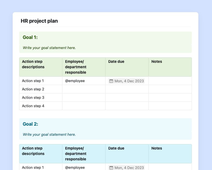 HR project plan | Free Template | Craft