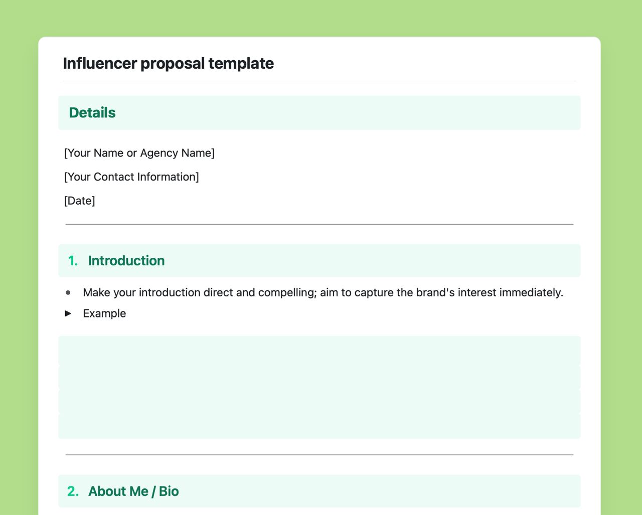 Influencer proposal | Free Template | Craft