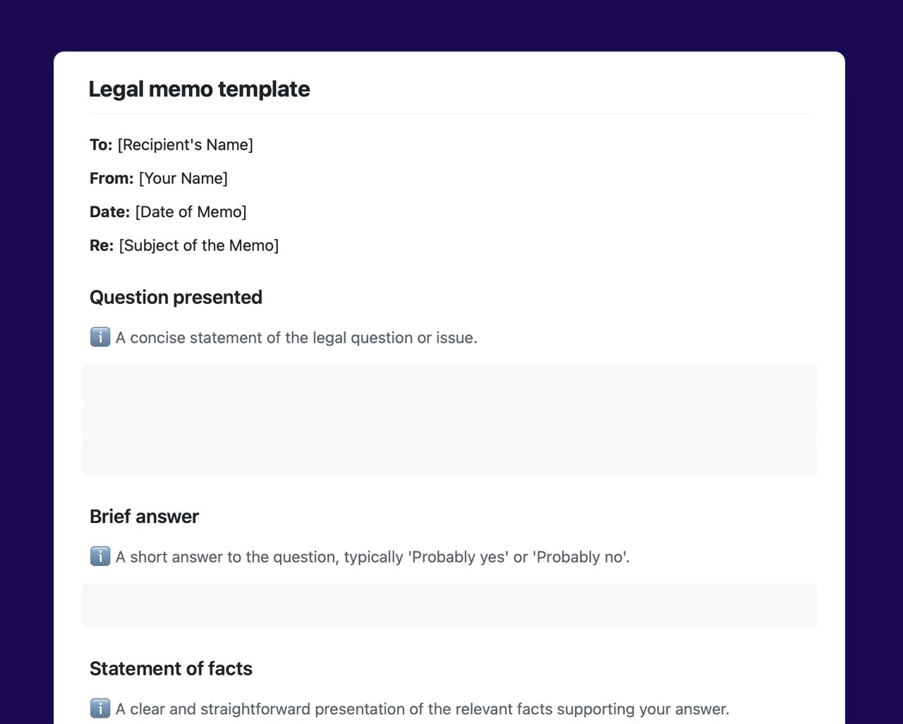 Legal memo | Free Template | Craft