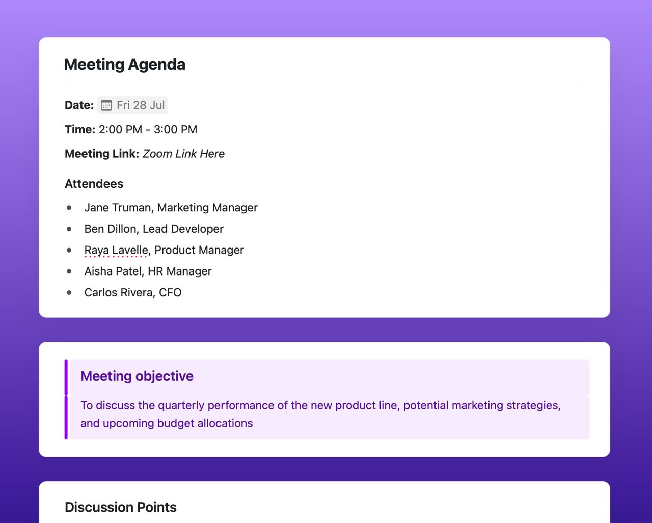 Meeting agenda | Free Template | Craft