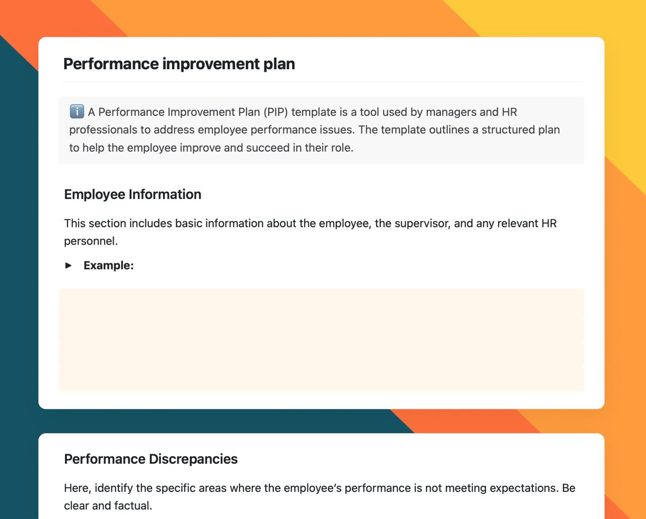 Performance improvement plan | Free Template | Craft