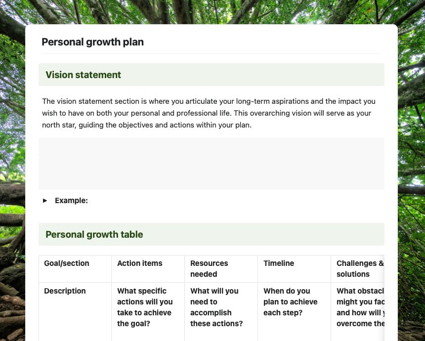 Personal growth plan | Free Template | Craft