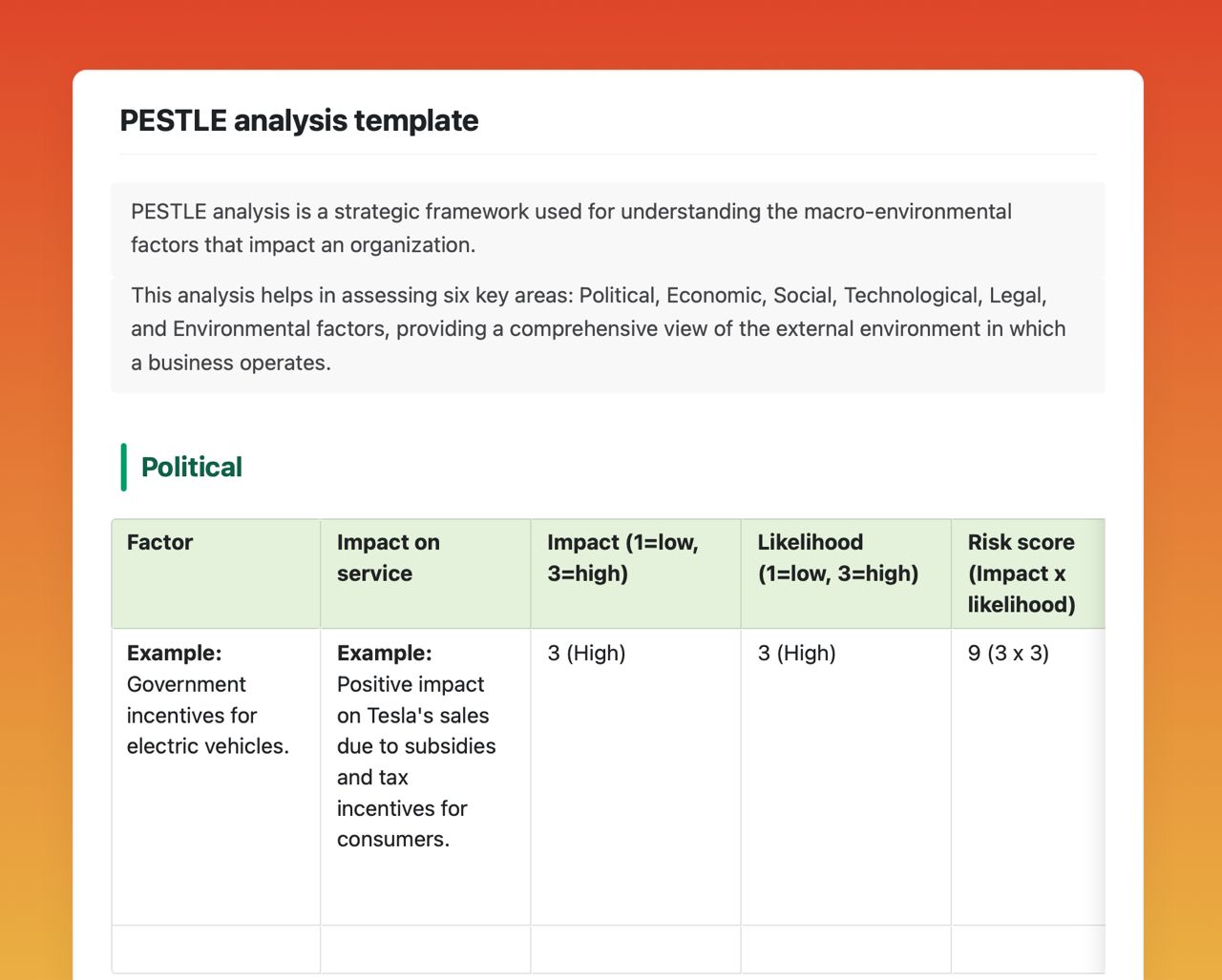 PESTLE analysis | Free Template | Craft