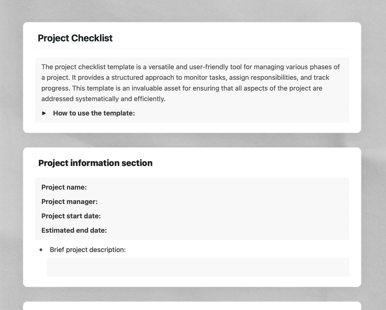 Project checklist | Free Template | Craft