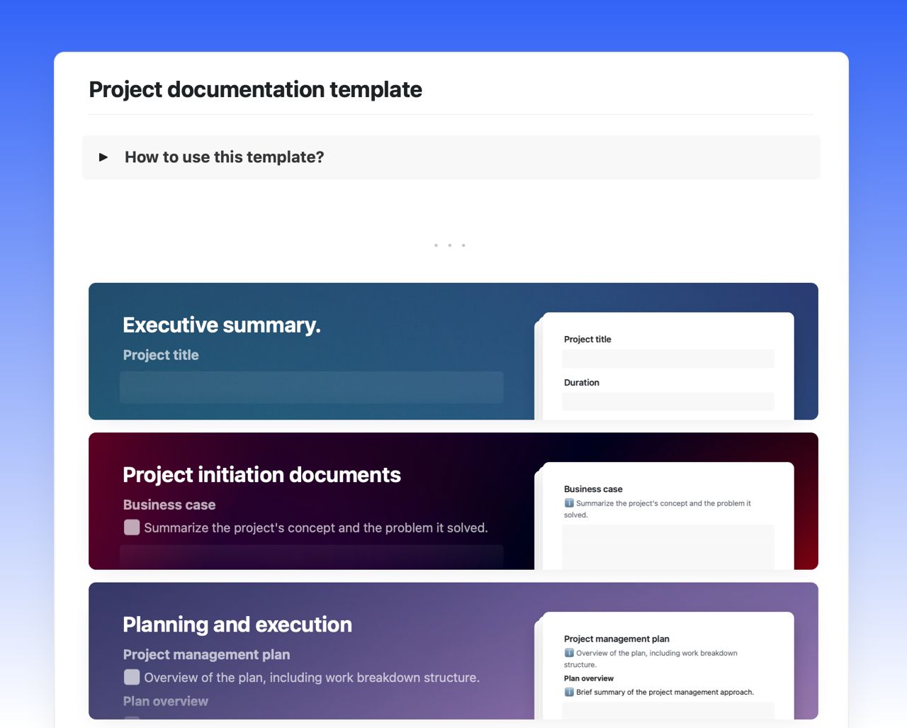 Project documentation | Free Template | Craft