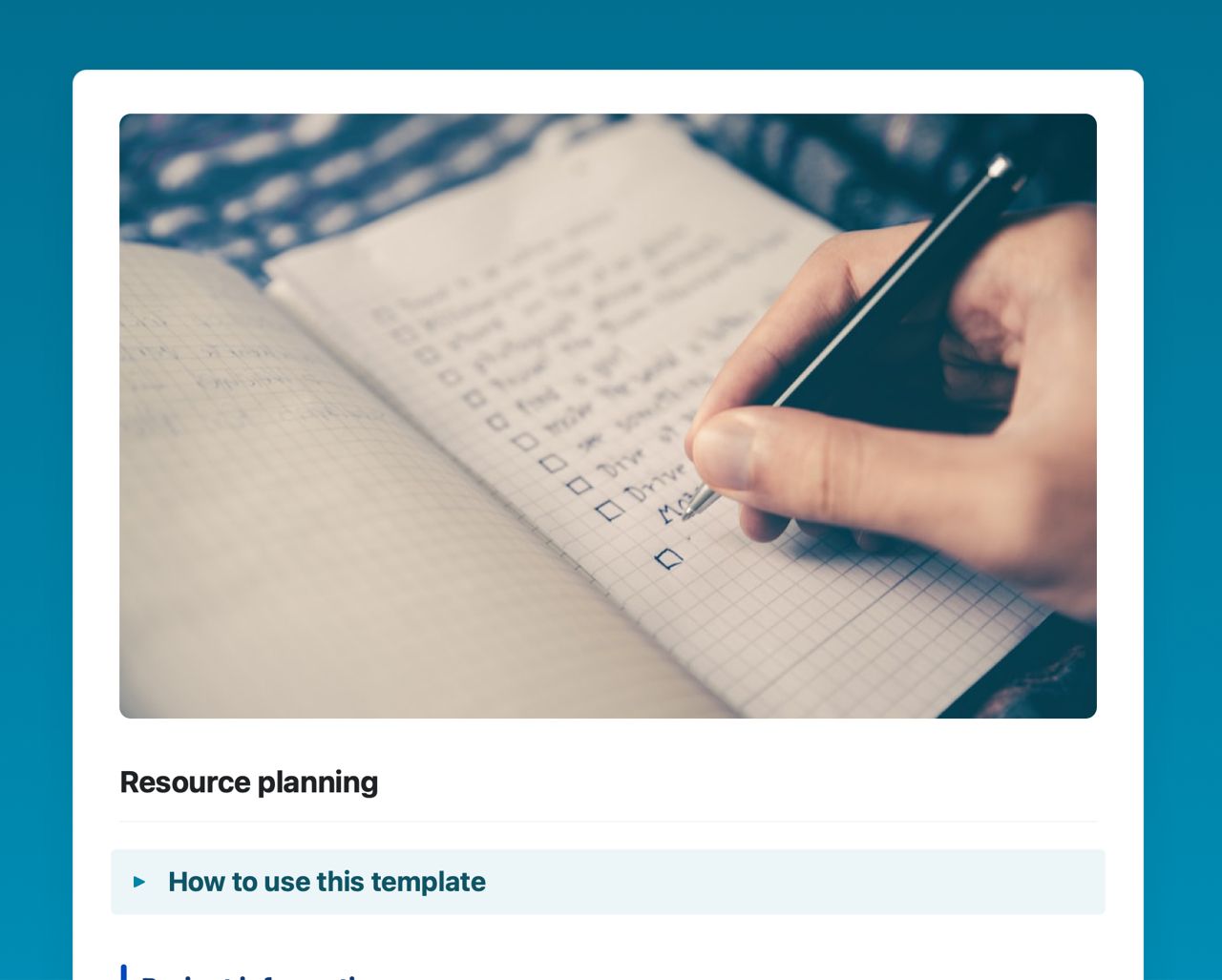 Resource planning | Free Template | Craft